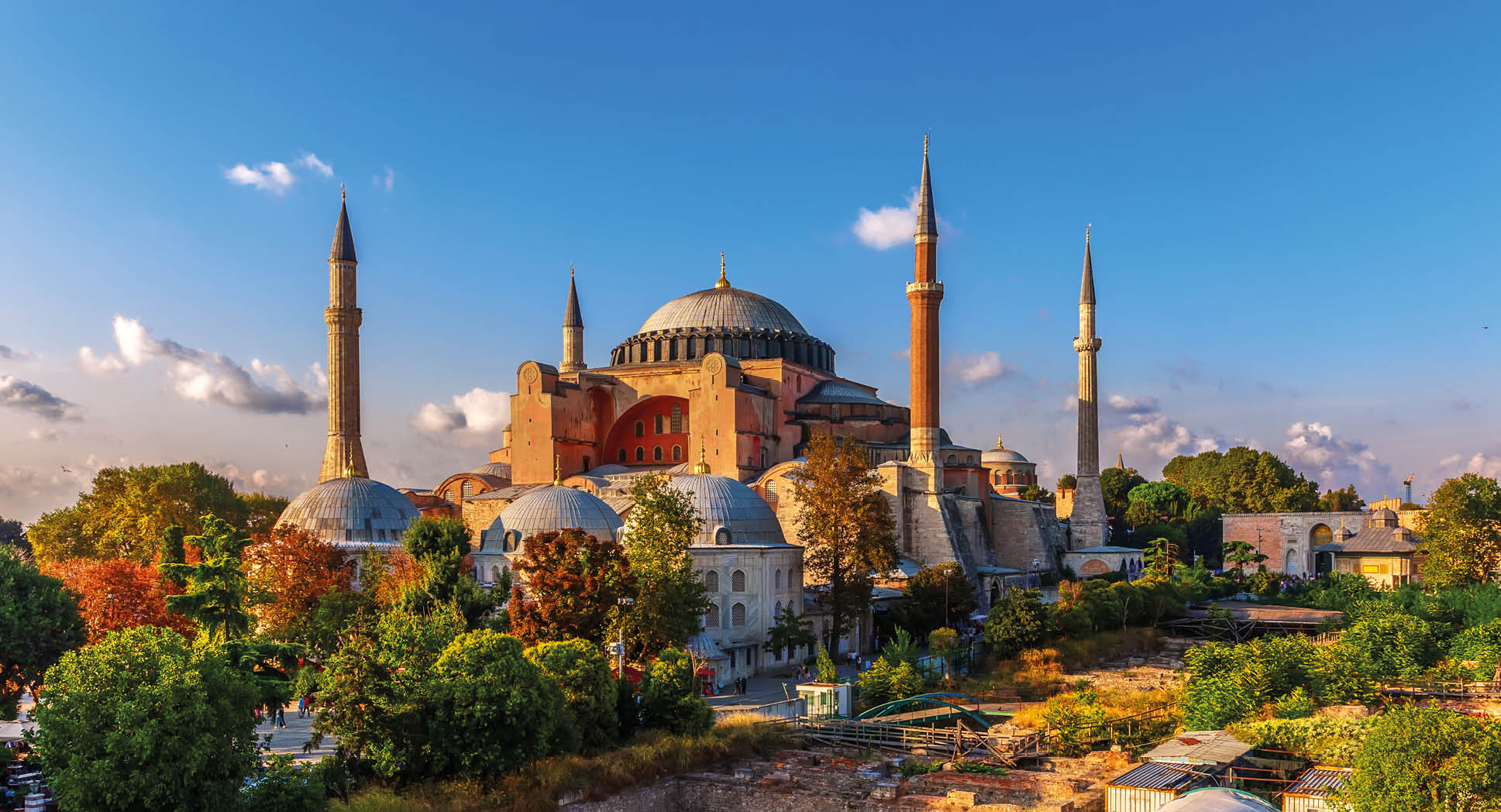 Panorama of Hagia Sophia in Istanbul, Turkey.